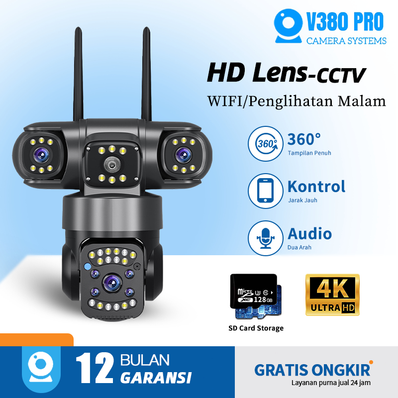 V380 Pro CCTV Outdoor Three Lens Camera Full HD WiFi 360 PTZ View Two ...