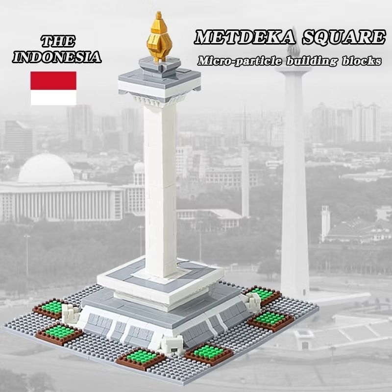 Diy educational brick toys Indonesian National Monument miniature nano ...