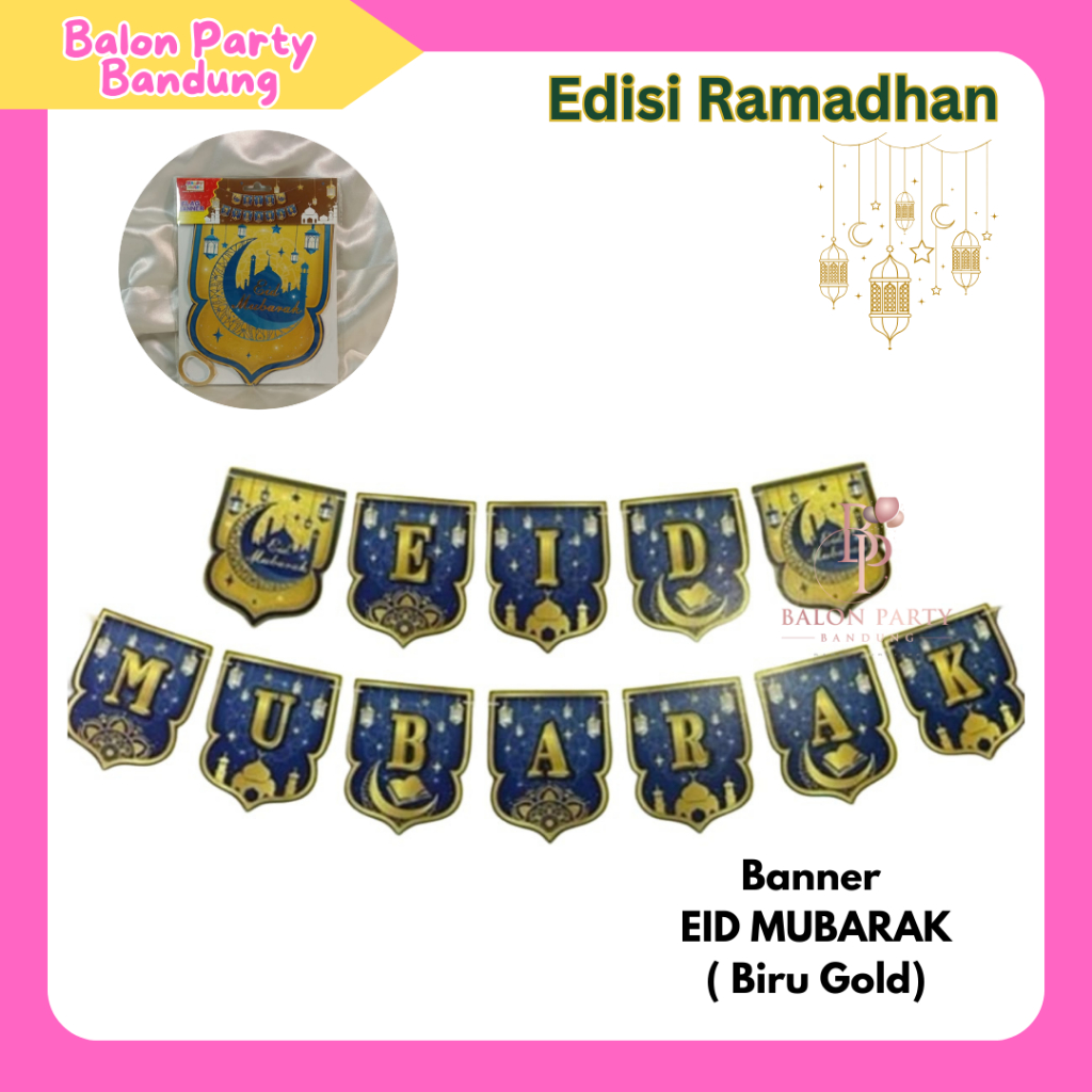 Party BALLOONS Eid Mubarak Ramadhan Theme Banner / Banting Ramadan Eid ...