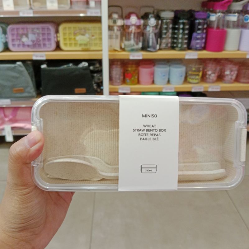 Miniso Wheat Straw Double-Layer Bento Box 750ml | Shopee Philippines