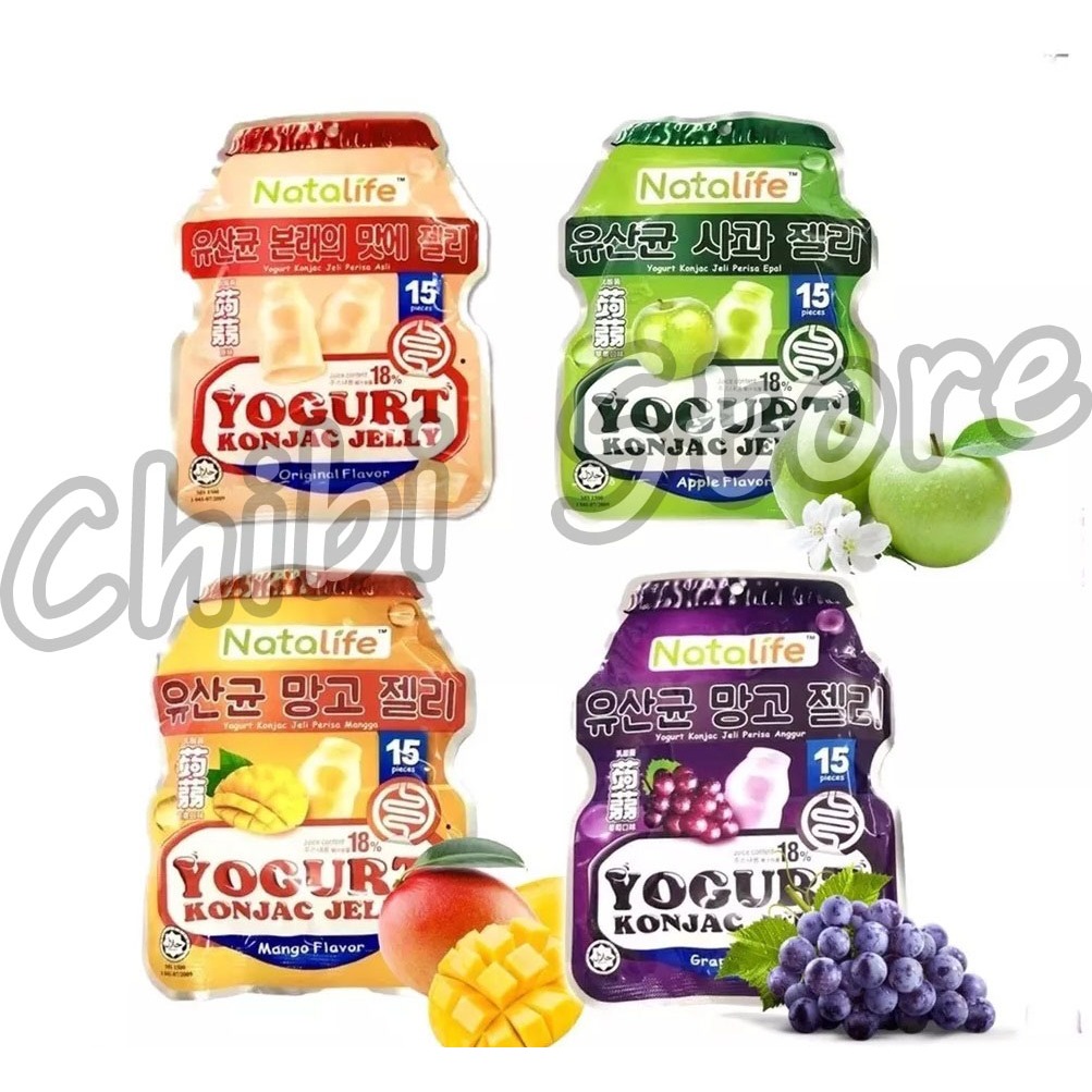 Natalife Yogurt Jelly Fruit Flavor and Yogurt All Variants - Konjac Jelly (20g x 15 pcs) - Apple ...