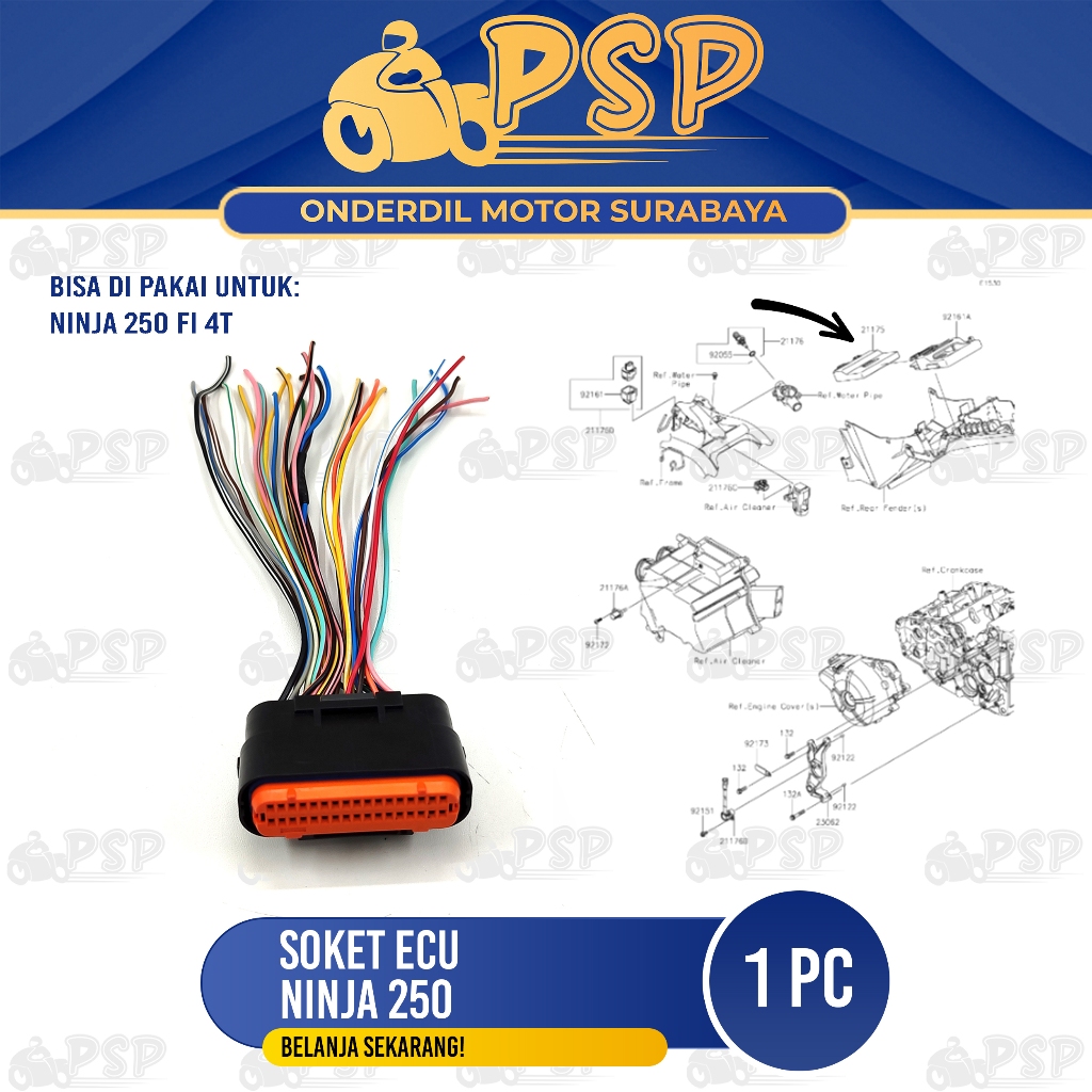 Ninja 250 ECU Socket - Cable Socket Cable Spool ACG ECM ICU Pin 24 Kawasaki NINJA 250cc 4T Tak ...