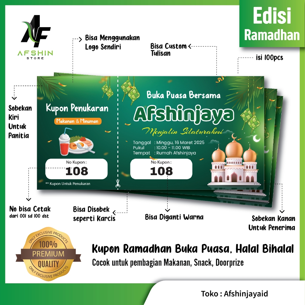 Halal Bihalal Fasting Ramadhan Coupons for Division of food, snacks ...