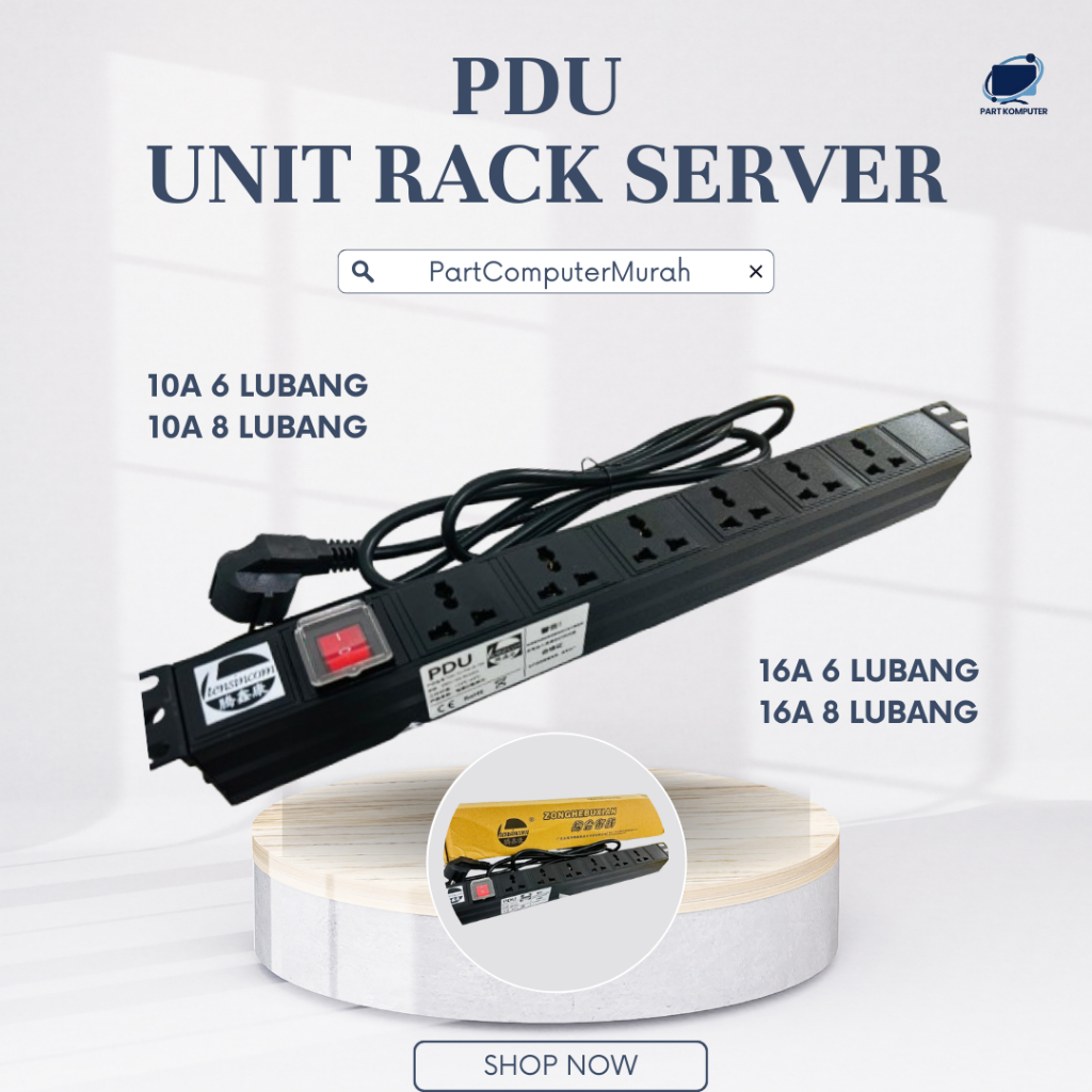 PDU RACK MOUNT SERVER 16A 8 HOLE OUTLET POWER DISTRIBUTION UNIT ...