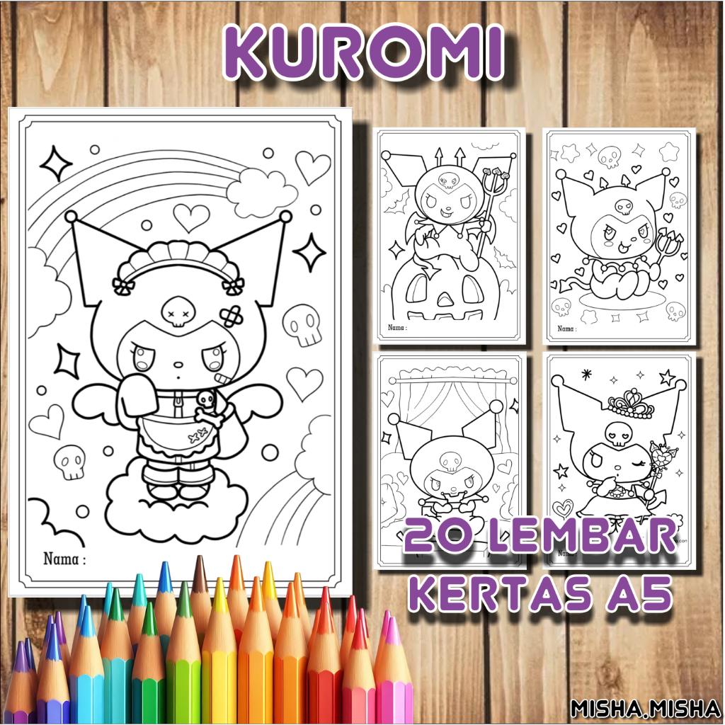 20 Sheets of KUROMI Coloring Paper (A5) | Shopee Philippines