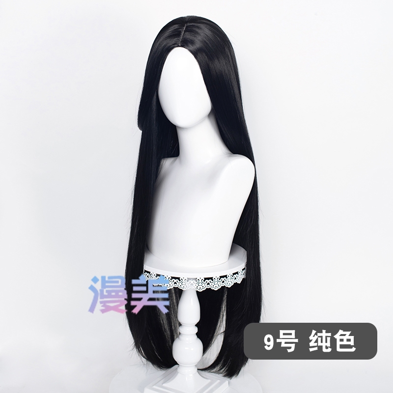 HITAM M- 100cm Black Middle Parted Wig Adults/Kids Can Use It | Shopee ...
