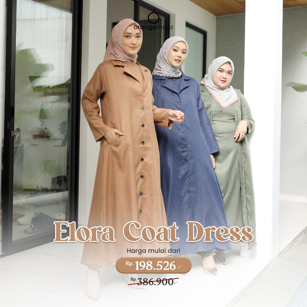 Orangeshopz - Women's Muslim Gamis Cardigan Elora Coat Dress | Shopee ...