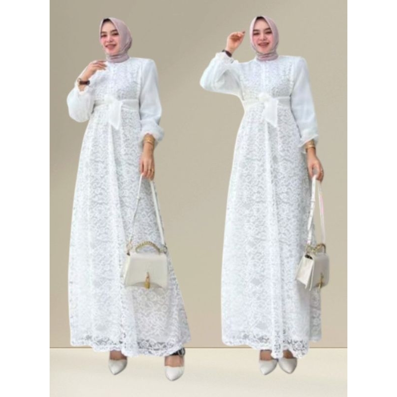 PUTIH Kalayla raya white 2025 Eid Gamis | Shopee Philippines