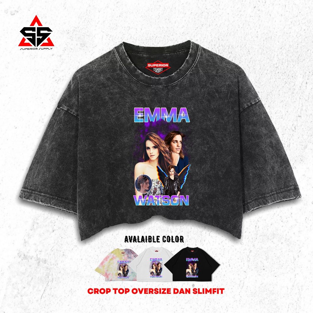 SUPERIOR Crop Tee Emma Watson Wash Tye Die Longsleeve Oversize Slimfit ...