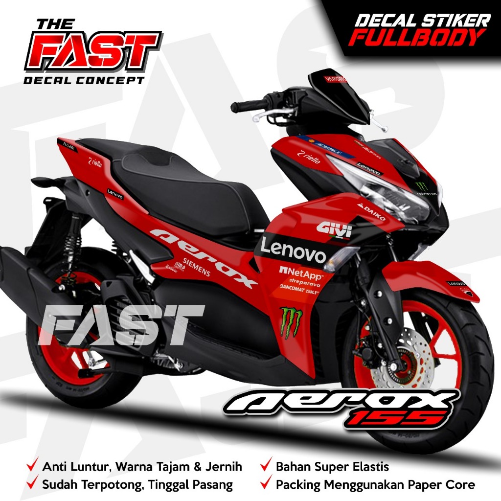Fullbody Aerox New155 VVA LENOVO Variation Decal Sticker - New Aerox ...
