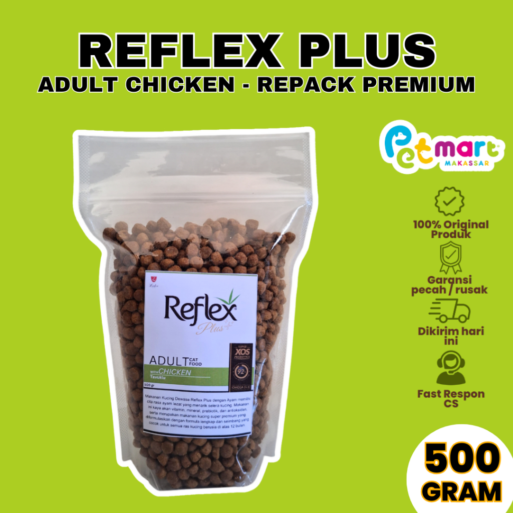 Reflex Plus Adult Cat Chicken 500gr Repack Premium | Shopee Philippines