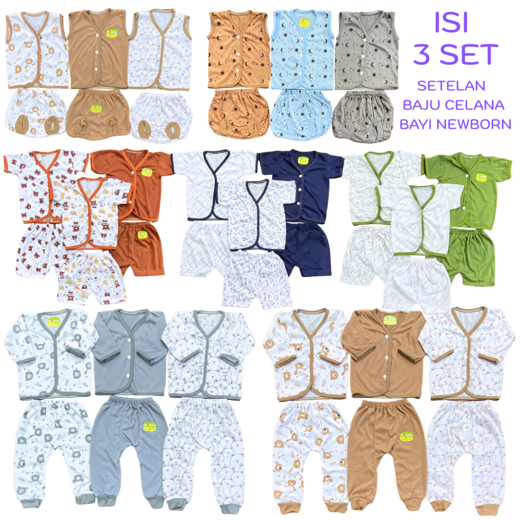 KATUN CONTENTS 3 SET Newborn Baby Pants Suits LONG SHORT KUTUNG 0-6 ...