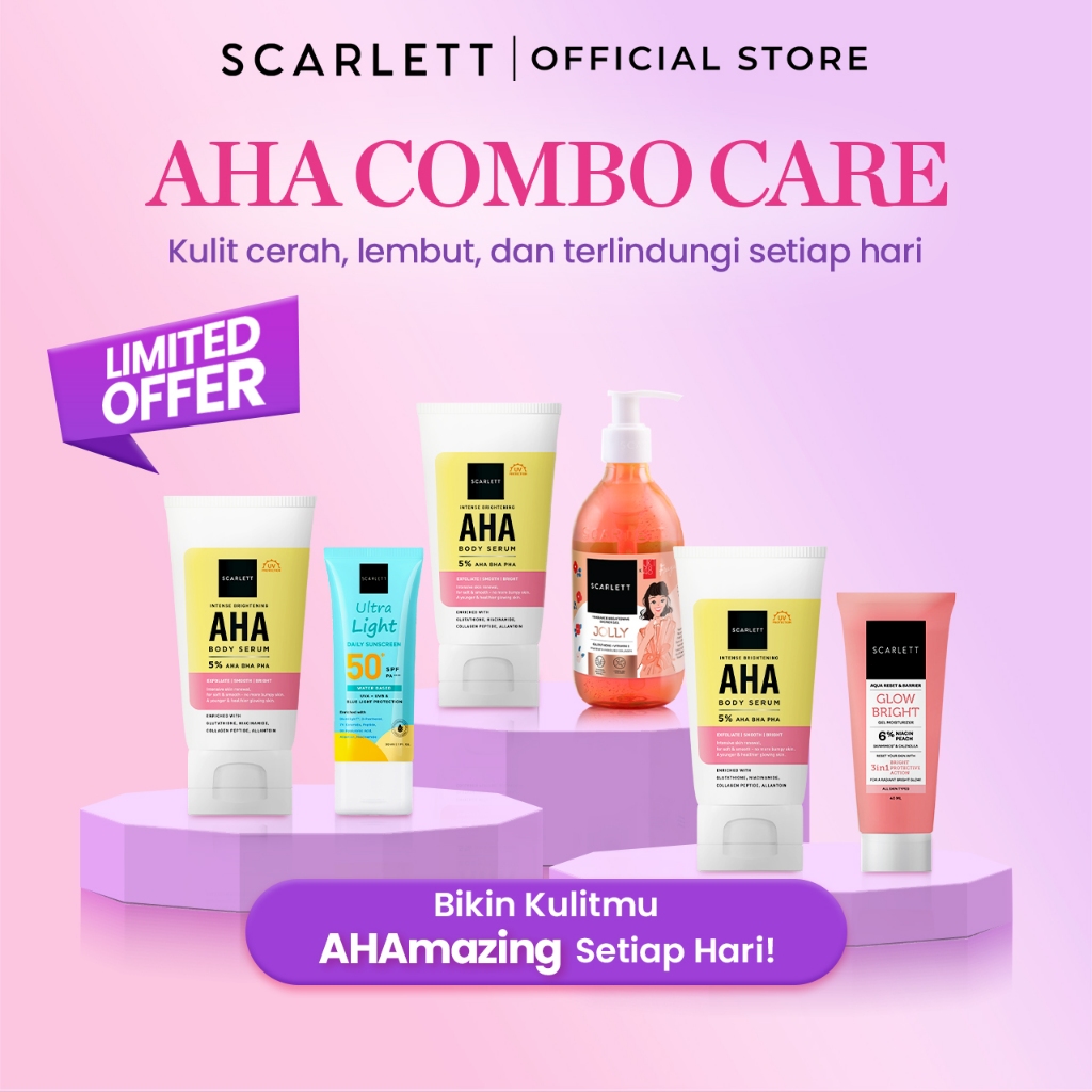 Scarlett AHA Combo Care - Bundle AHA Body Serum (Shower Gel, Ultra ...