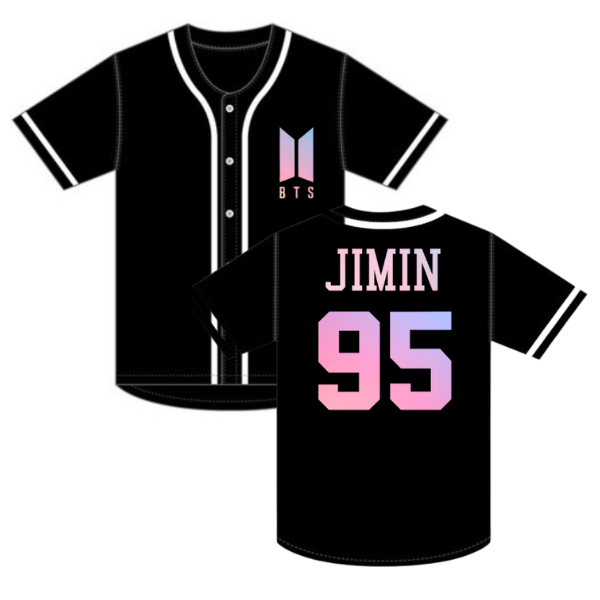 HITAM Bts kpop baseball jersey black rainbow font jimin jhope v rm ...