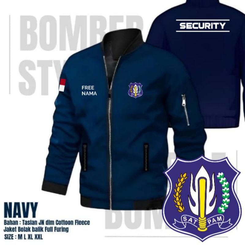 CUSTOM SECURITY BOMBER JACKET FOR SATPAM SATPOL FREE REQUEST NAME AND ...