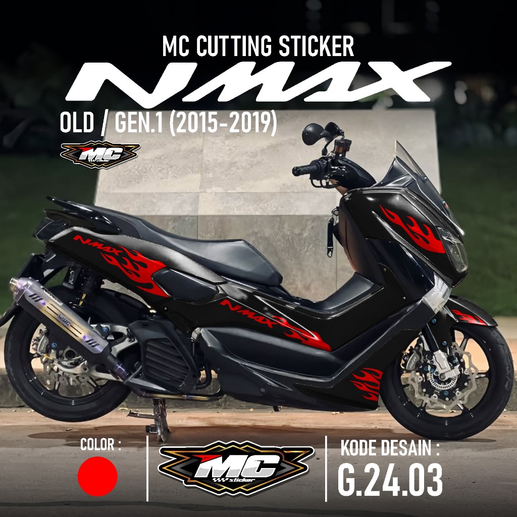 PUTIH HITAM MERAH Cutting Sticker Striping Nmax OLD 2015 2016 2017 2018 ...