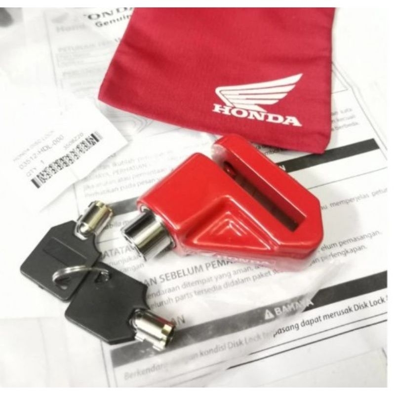Original Honda Disc Padlock + usb-disk lock Honda original ahm Honda ...