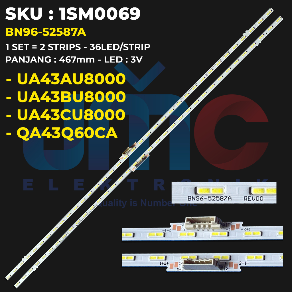 SAMSUNG 43 Inch TV Backlight UA43AU8000 UA43BU8000 UA43CU8000 QA43Q60CA ...