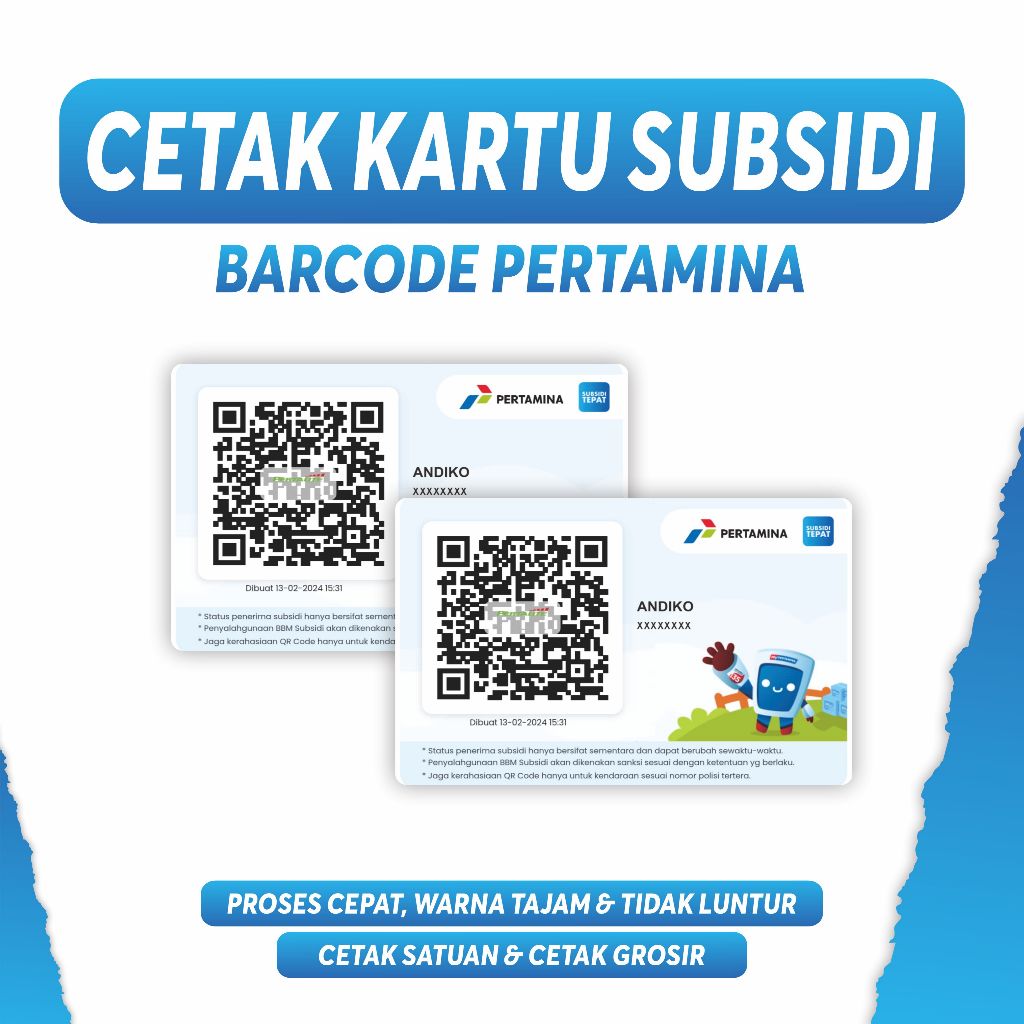 Print Subsidized Cards (Pertamina Barcode) | Shopee Philippines