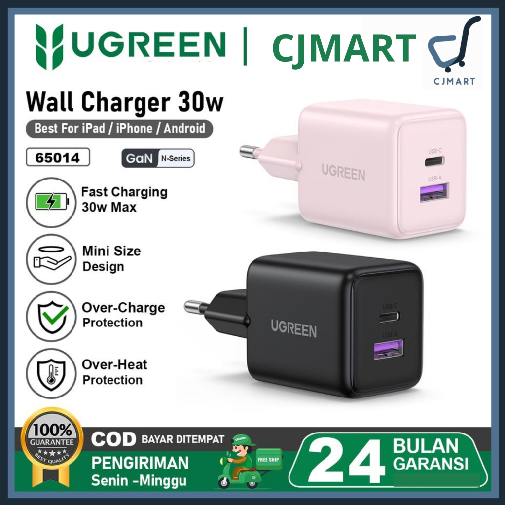 UGREEN Dual Port USB A Charger Head + USB Type C Fast Charging 30W ...