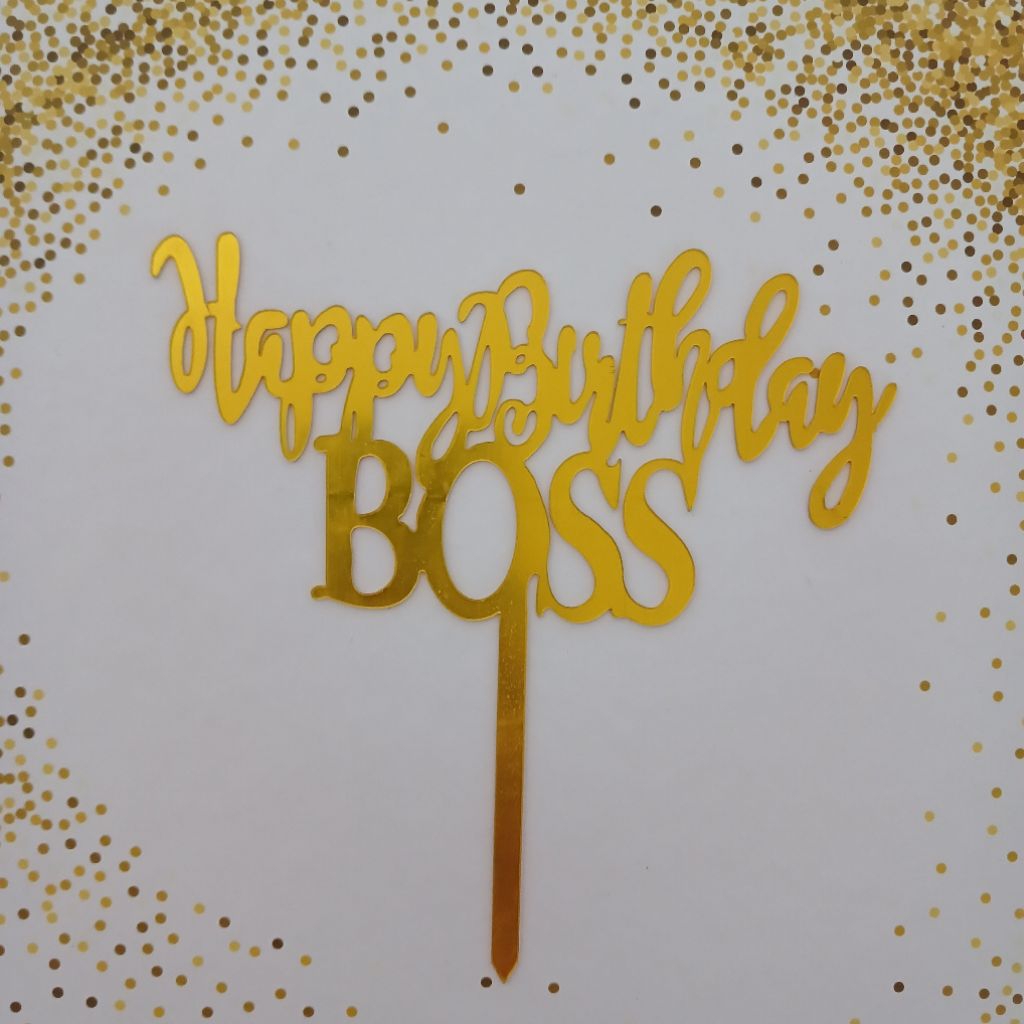 ACRYLIC CAKE TOPPER HAPPY BIRTHDAY BOSS TOP CEO ACRYLIC CAKE STICKS ...