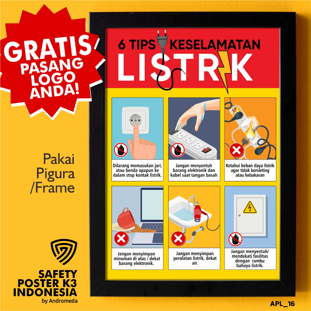 K3 Safety Poster: Electrical Safety Tips Office Workshop Warehouse ...