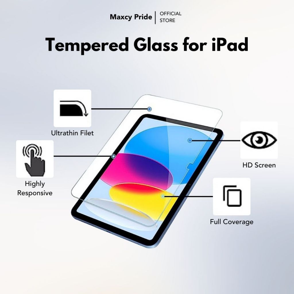 LAYAR Tempered Glass iPad Anti-Scratch Gen 7/8/9/10 Air 4/5 Gen 5/6 Air ...