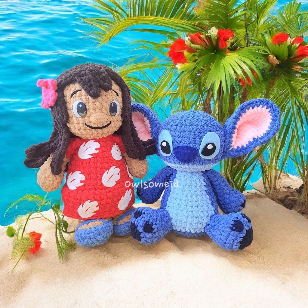 Large size Handmade Lilo & Stitch Knitted Doll - Crochet Amigurumi Cute ...