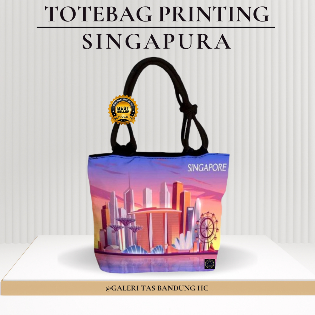 Women's prinitng braided rope tote bag, Singapore souvenir edition ...