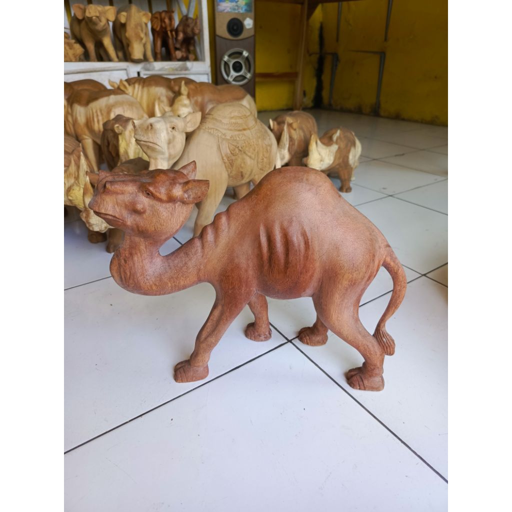 Wooden camel statue 25cm high Wooden statue display Home decoration ...