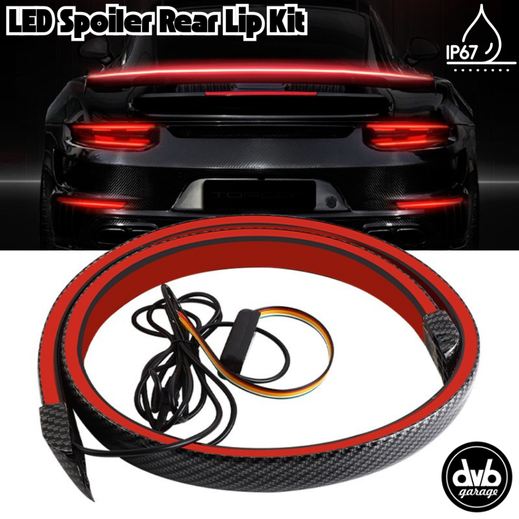 CARBON SPOILER LED REAR LIGHT LIP KIT FLEXIBLE RUBBER LIGHT BAR FOG ...