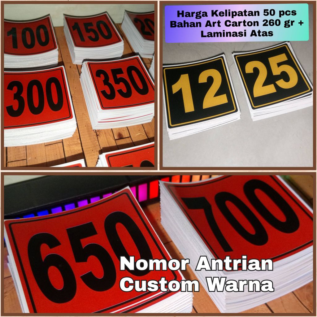 Custom Queue Number Price Multiples of 50 pcs, 5x5 cm Art Carton ...