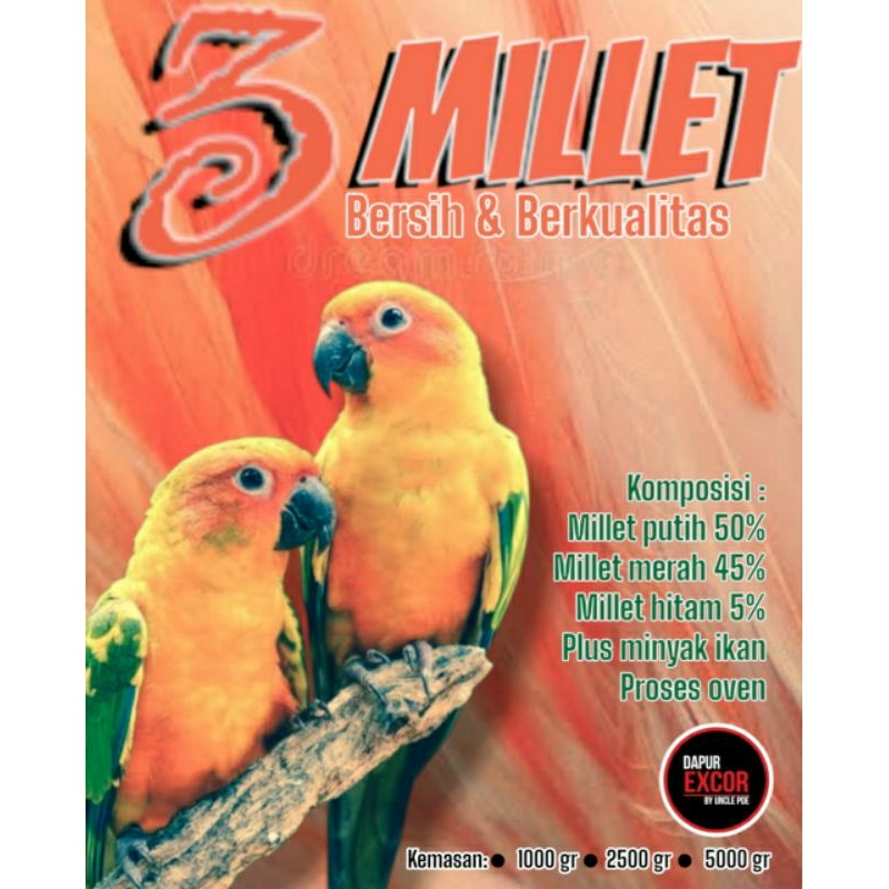 MERAH Bird feed 3 millet white millet red millet black millet clean ...