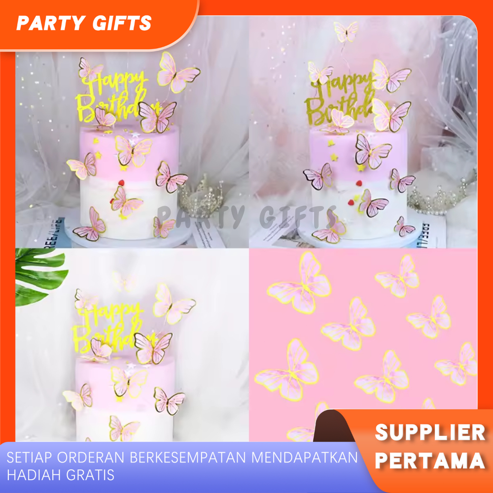 MERAH UNGU Partygifts Butterfly Cake Topper Pink Purple Fantasy ...