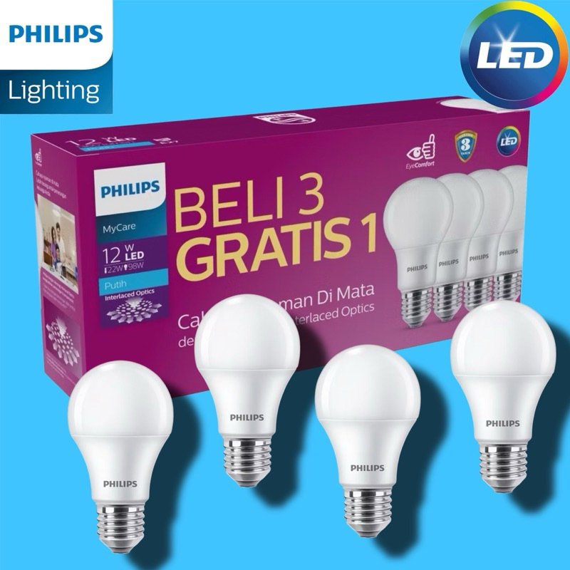 NEW LAMPLED 12 Watt Buy 3 Free 1 Philips Multipack Lamp Radiantline ...