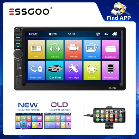 Essgoo Head Unit 7 Inch 1/2Din Mirrorlink MP5 Touch Screen HD Bluetooth ...
