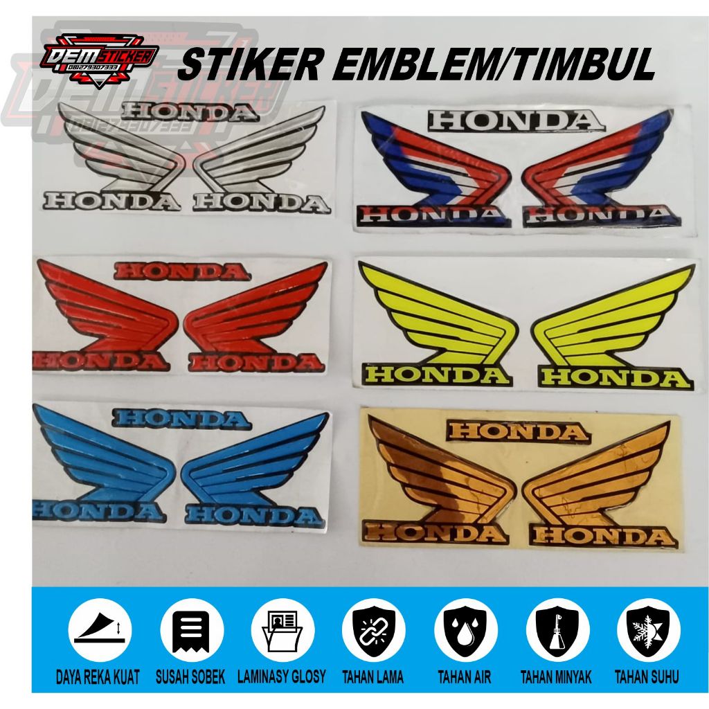 Honda wing logo embossed sticker | Shopee Philippines