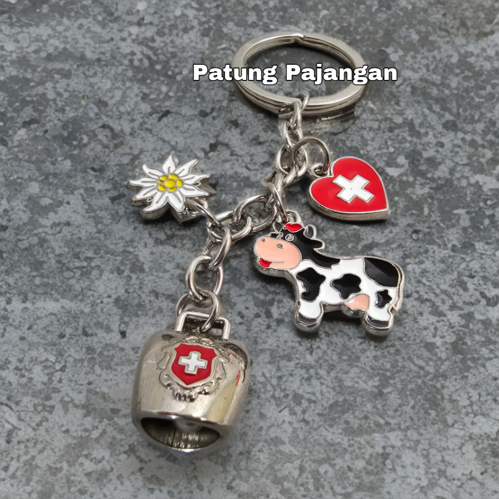 GANTUNGAN Interlaken cow switzerland key chain souvenir from ...