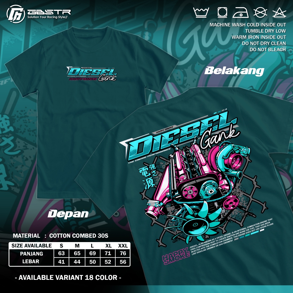 Racing T-shirt Diesel Gank Power Engine Turbo Machine Happy Smoke Squid ...