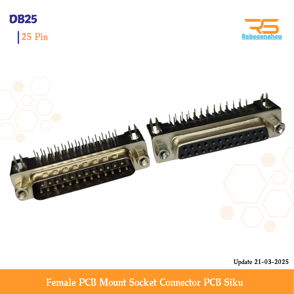 SIKU DB25 DB-25 D-SUB Female PCB Mount Socket Connector PCB Elbow ...