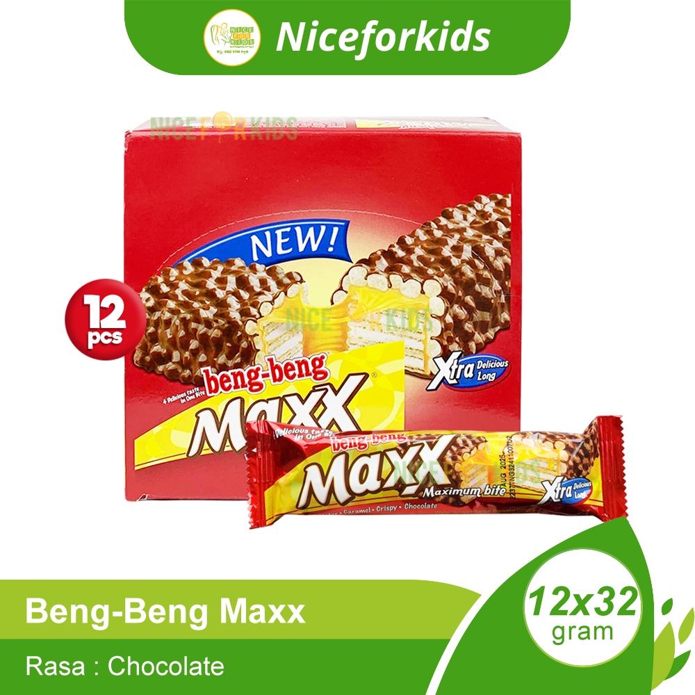 Beng Beng Maxx Box Contents 12x32 gr / Chocolate Coated Crispy Rice ...