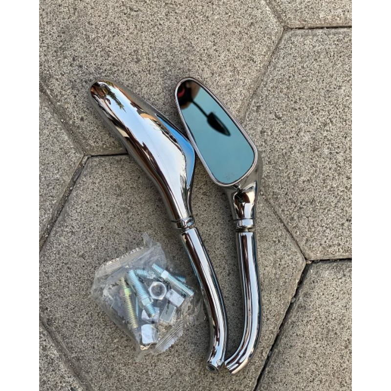 Hd harley rear view mirror chrome iron set of bolts pnp cb gl mp tiger ...