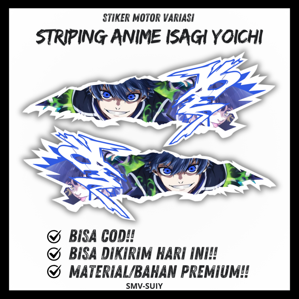 Yoichi Isagi Striping Sticker Universal Blue Lock Anime Sticker Right ...