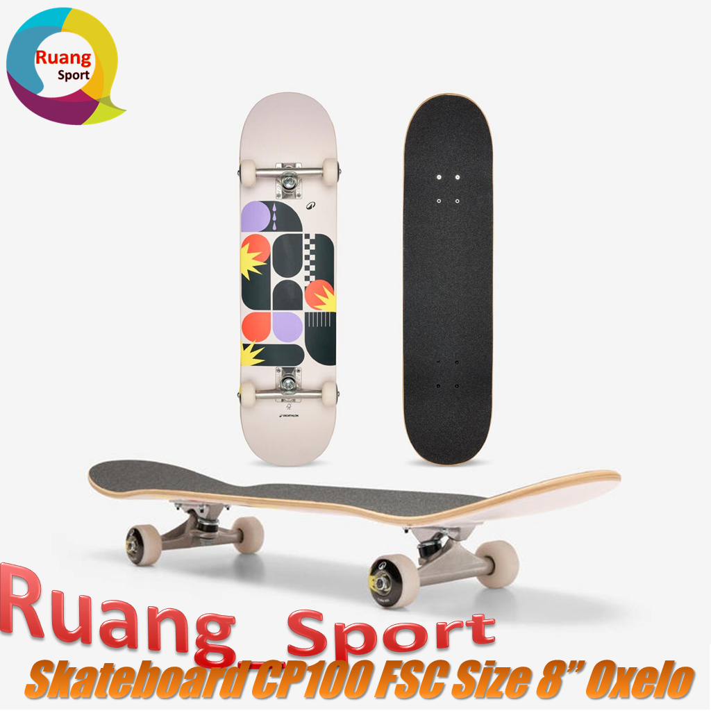 Oxelo Skateboard for Kids and Adults CP100 FSC Size 8" Original Fullset ...