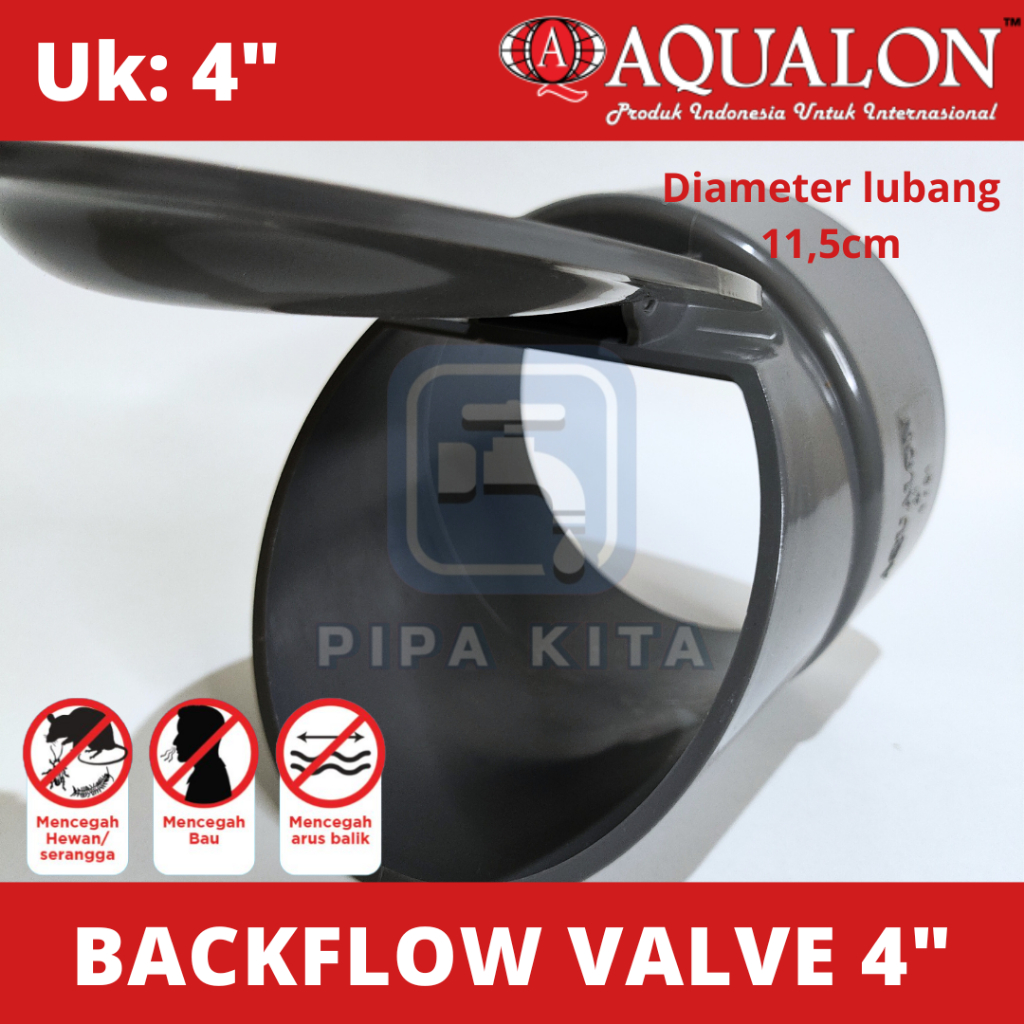 Back Flow 4" AQUALON PVC Close Drain Pipe Sewer Backflow Valve 4 Inch ...