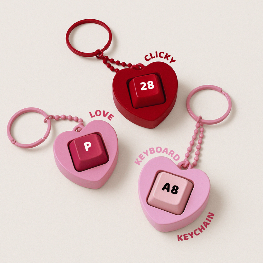 PIZYGOODS - Fidget Love Keyboard | Clicky Love Keyboard Keychain ...