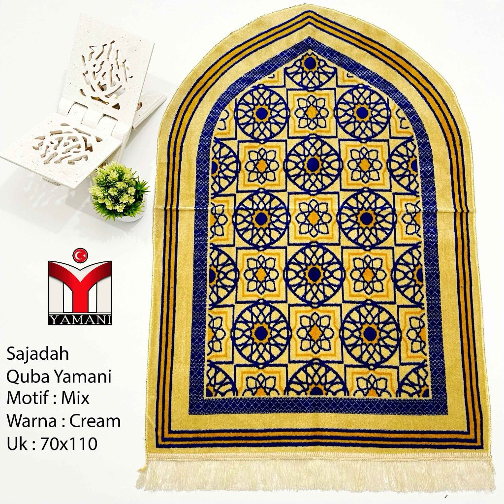 NEWEST QUBAH PRAYER RUGS WITH CREAM BASE FOR ADULTS SIZE 70*110 CM ...