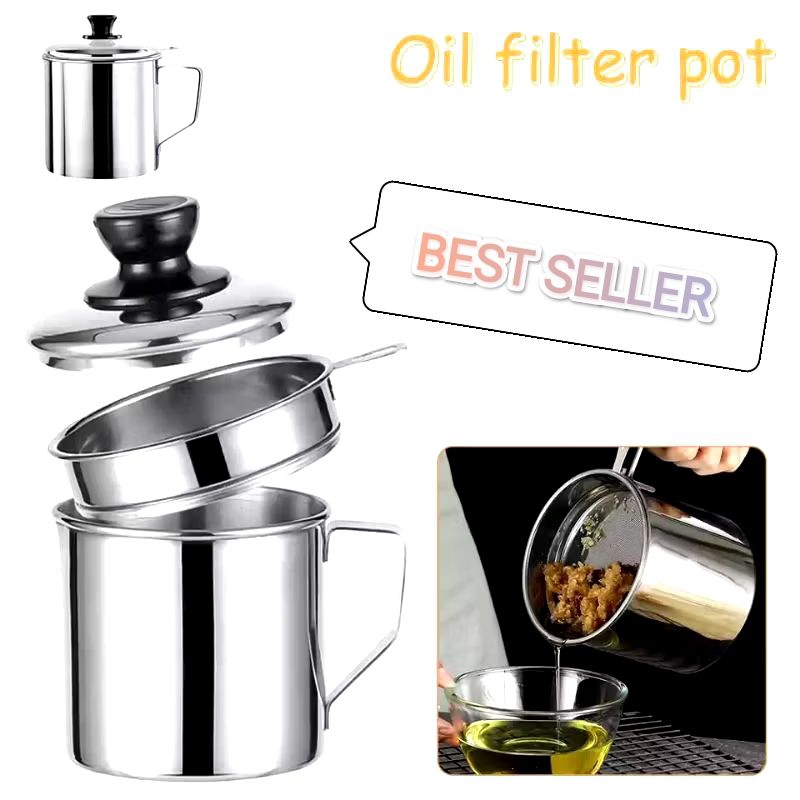 Stainless Oil Pot Jelatah Oil Container with 1.3 Liter Filter / Used ...