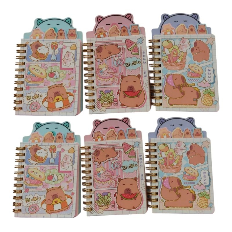 Cute CapyBara Motif Ring Notebook| Cute Little Note Book | Shopee ...