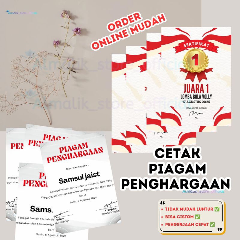 Print Certificate Award charter paper size a5 a4 a3 | Shopee Philippines